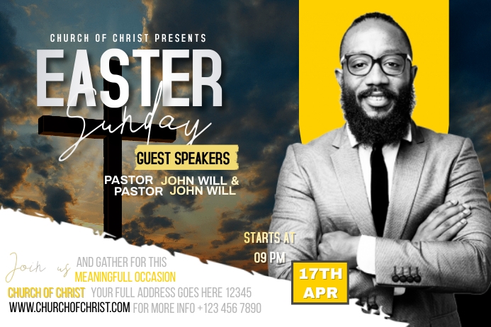 EASTER SUNDAY CHURCH SERVICE Template | PosterMyWall