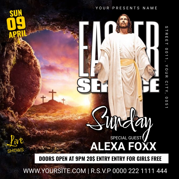 Easter Sunday CHURCH service Template | PosterMyWall