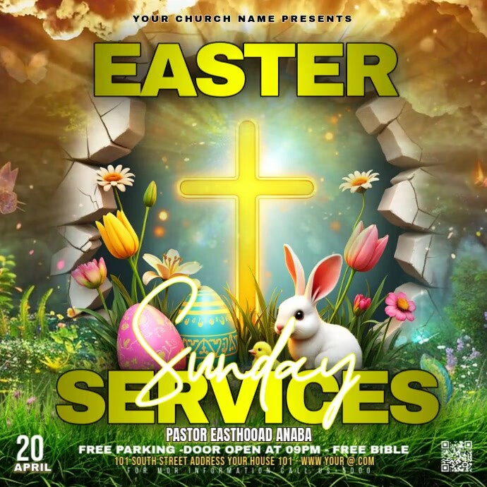 EASTER SUNDAY CHURCH SERVICES FLYER Templat | PosterMyWall