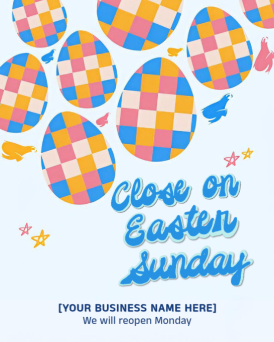 Easter Sunday Closed Sign Template | Business Holiday Closure Notice ...