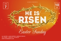 He is Risen Easter Sunday Church Banner Template | PosterMyWall