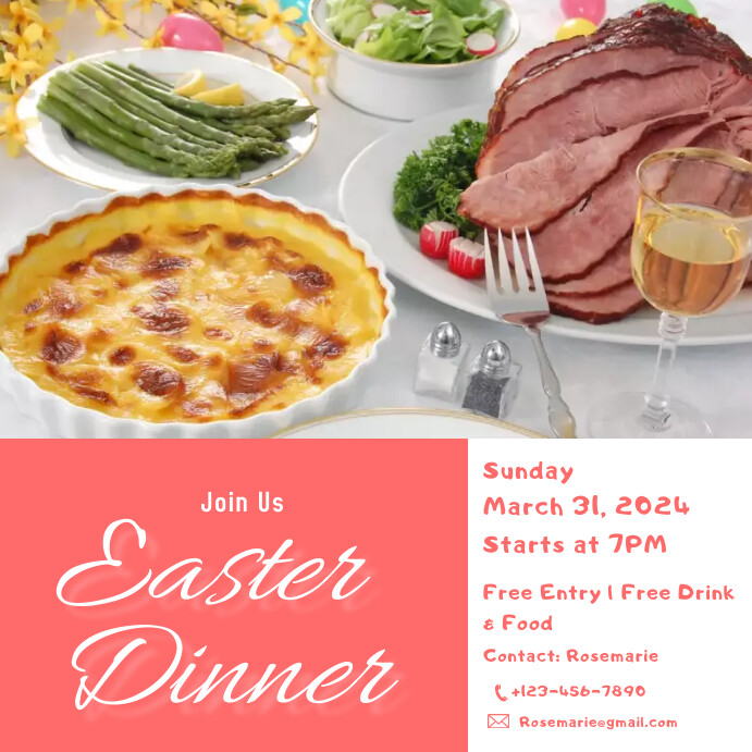 Easter Sunday Dinner Template | PosterMyWall
