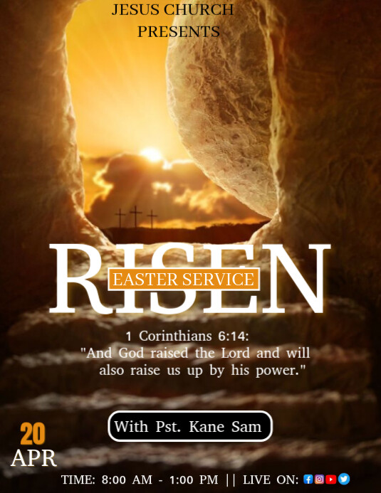 Easter Sunday flyer Template | PosterMyWall