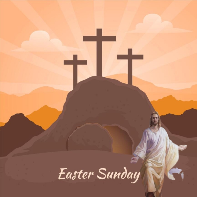 Easter Sunday illustration He is risen design Template | PosterMyWall