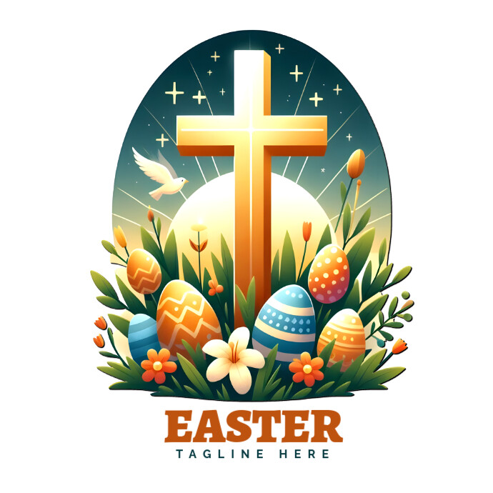 Easter sunday illustration logo Template | PosterMyWall
