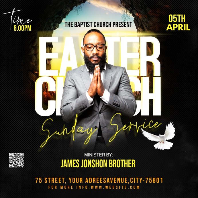 Easter Sunday Service Ads Template | PosterMyWall