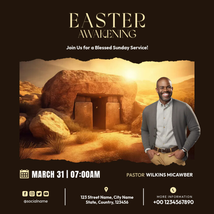 Easter Sunday Service Church Service (1) Template | PosterMyWall