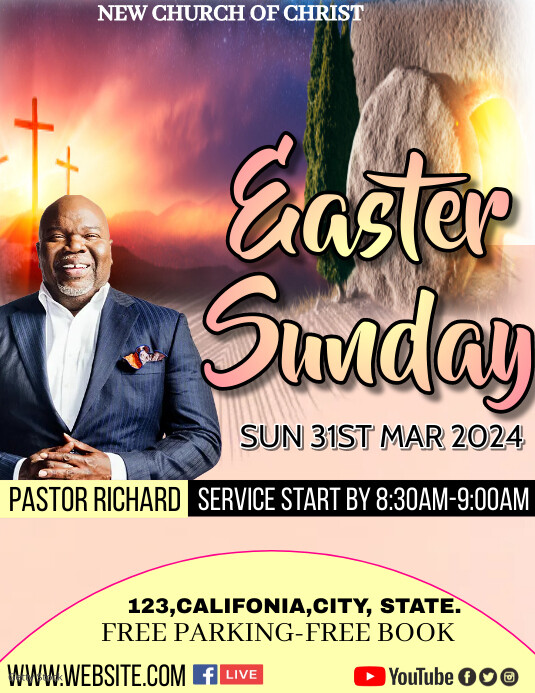 Easter Sunday service design flyer Template | PosterMyWall