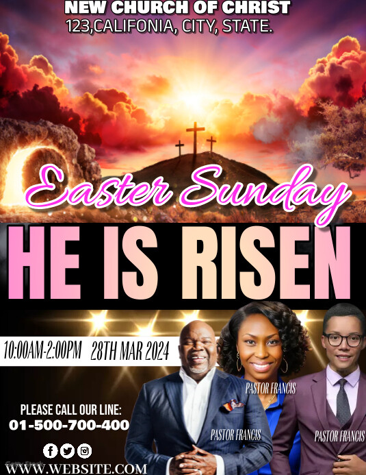 Easter Sunday service design flyer Template | PosterMyWall