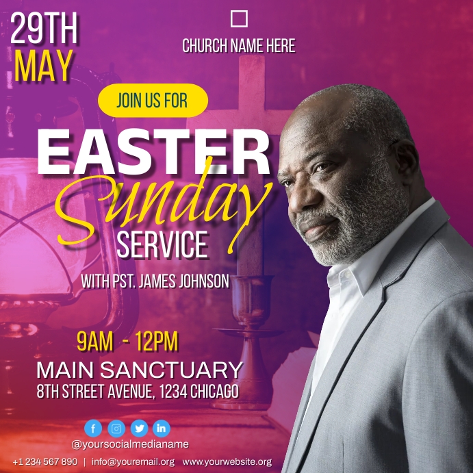 easter sunday service Template | PosterMyWall