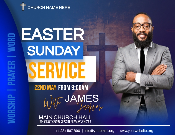 easter sunday service Template | PosterMyWall