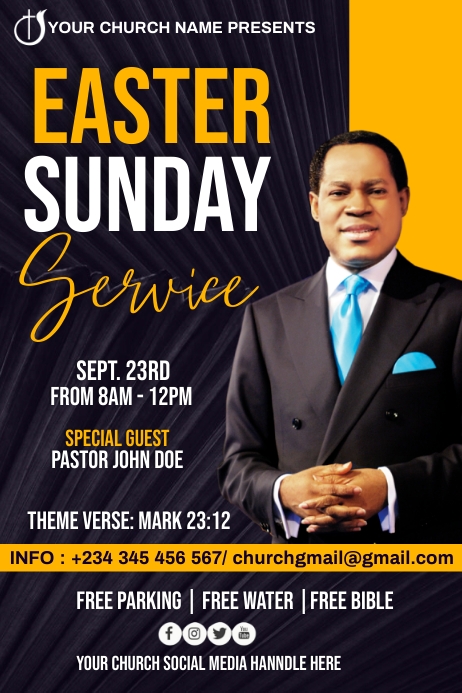 easter sunday service Template | PosterMyWall