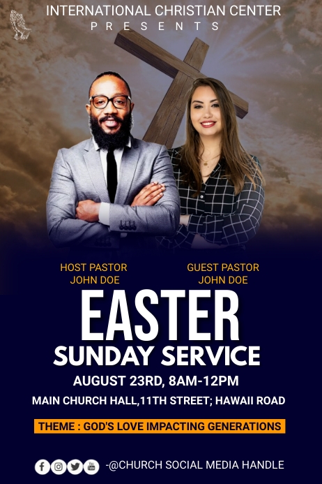 easter sunday service Template | PosterMyWall