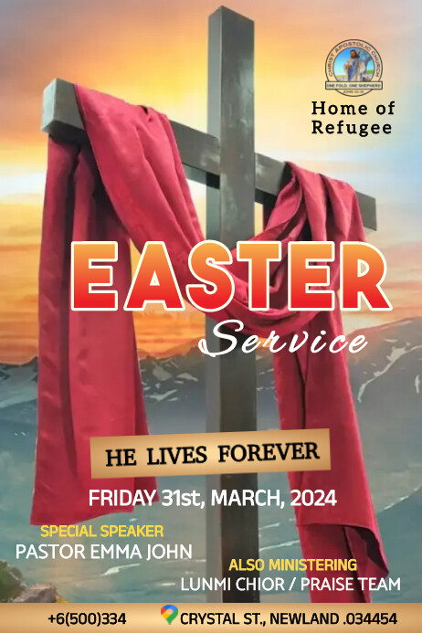 Easter Sunday service Template | PosterMyWall