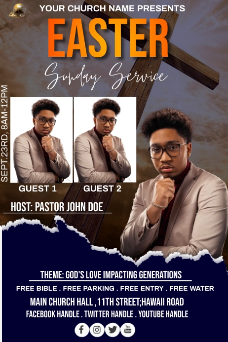 easter sunday service Template | PosterMyWall