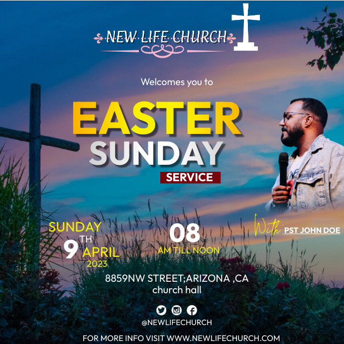 Easter Sunday Service Template | PosterMyWall