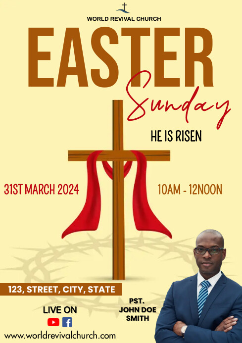 Easter Sunday service Template | PosterMyWall