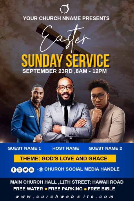 easter sunday service Template | PosterMyWall