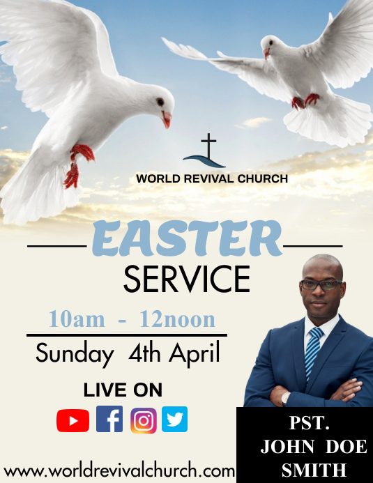 Easter Sunday service Template | PosterMyWall