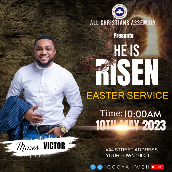 EASTER SUNDAY SERVICE Template | PosterMyWall