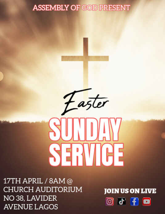 Easter Sunday service Template | PosterMyWall