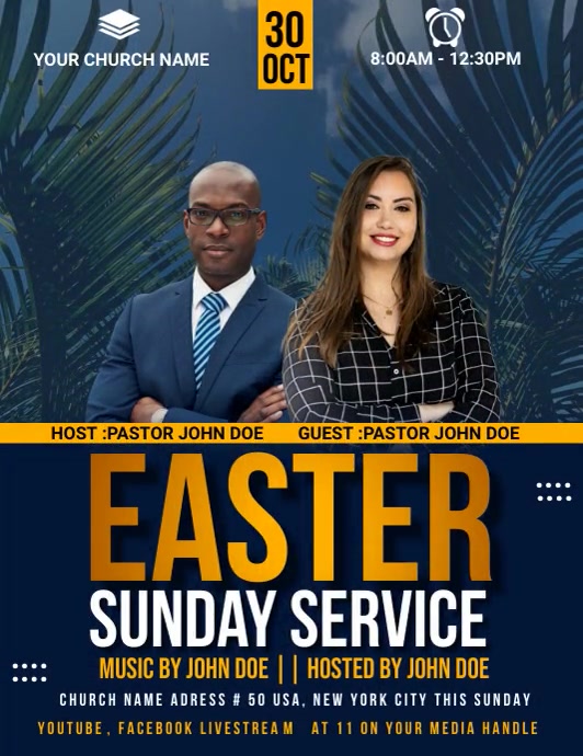 easter sunday service Template | PosterMyWall