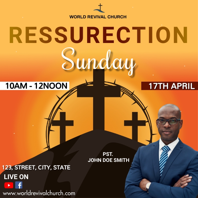 Easter Sunday service Template | PosterMyWall