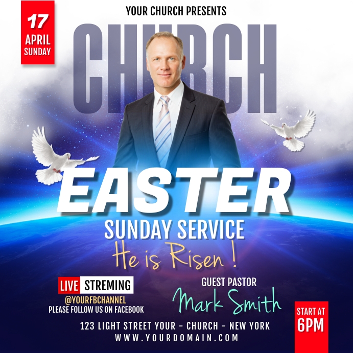 Easter sunday service Template | PosterMyWall