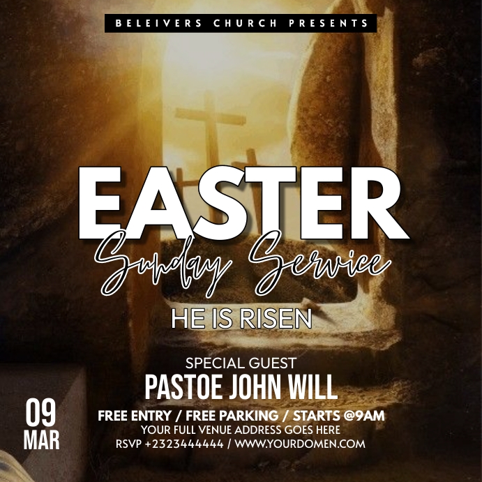 Easter sunday service Template | PosterMyWall