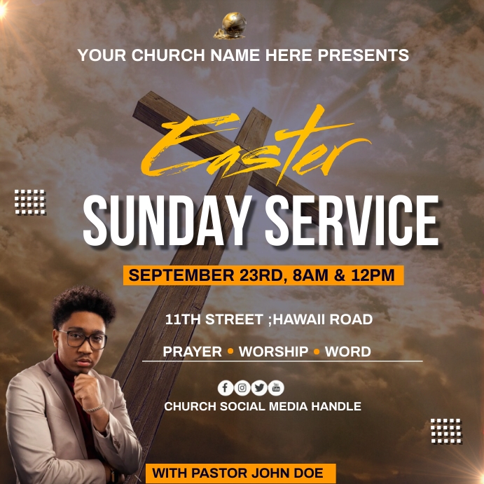 easter sunday service Template | PosterMyWall