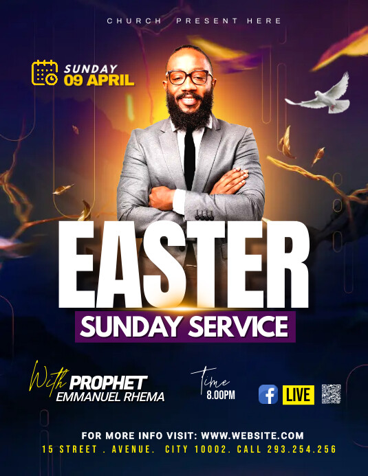 Easter Sunday Service flyer Template | PosterMyWall