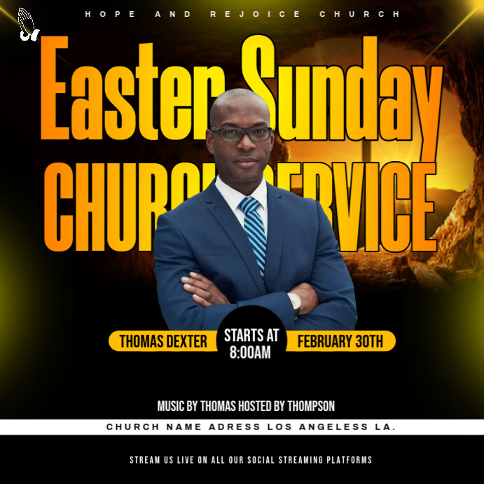 Easter Sunday service flyer Template | PosterMyWall