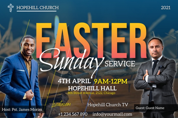 Copy of easter sunday service flyer | PosterMyWall