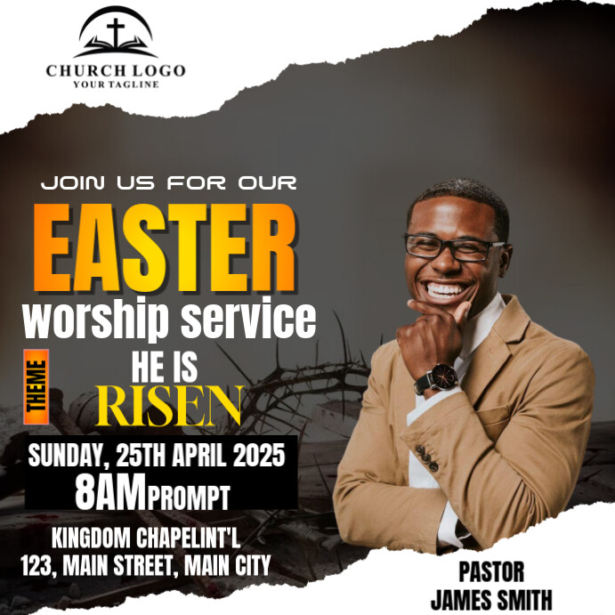 Copy of easter sunday service flyer | PosterMyWall