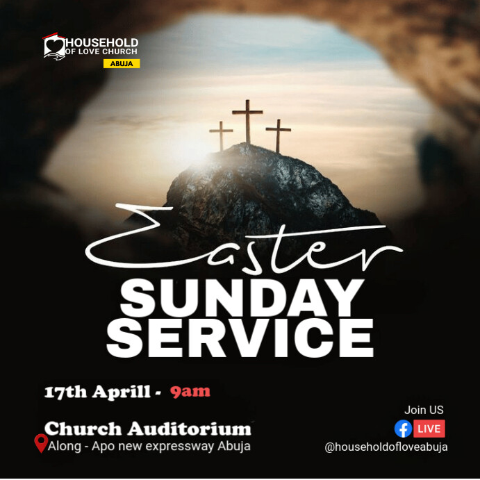 Easter Sunday Service flyer Template | PosterMyWall