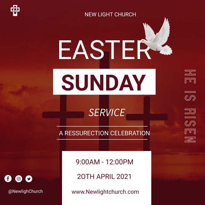 Easter Sunday service flyer Template | PosterMyWall