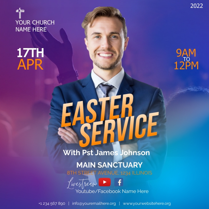 Copy of easter sunday service flyer | PosterMyWall