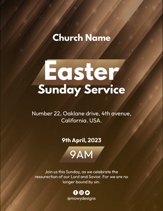 Plantilla de Easter Sunday Service Flyer | PosterMyWall