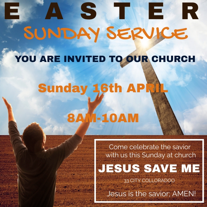 Easter sunday service flyer template | PosterMyWall