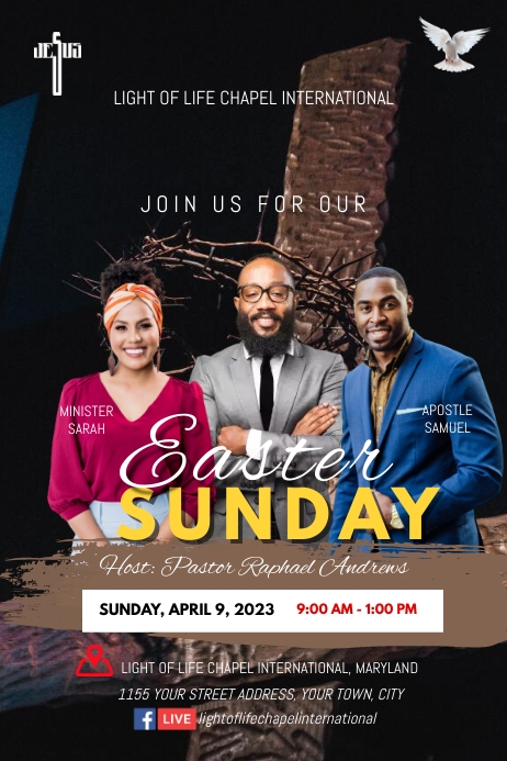 EASTER SUNDAY SERVICE POSTER Template | PosterMyWall