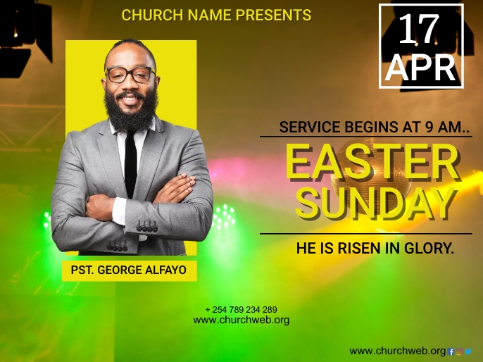 Easter Sunday service poster Template | PosterMyWall
