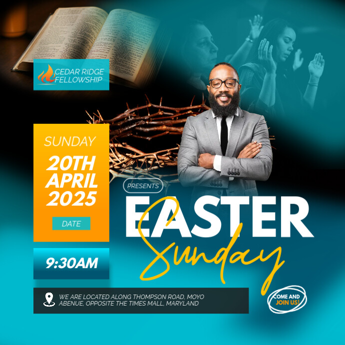 Easter Sunday service poster Template | PosterMyWall
