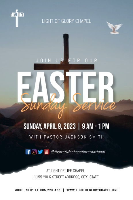 Easter Sunday service poster Template | PosterMyWall