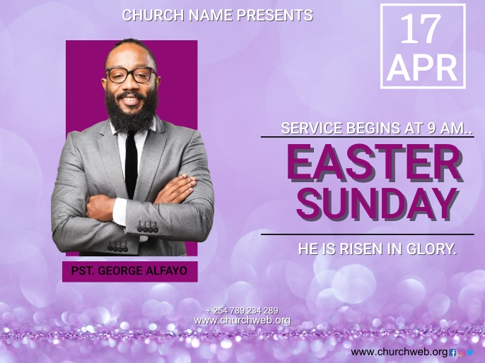 Easter Sunday service poster Template | PosterMyWall