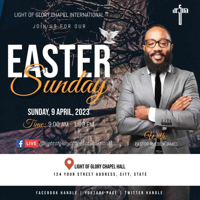 EASTER SUNDAY SERVICE POSTER Template | PosterMyWall