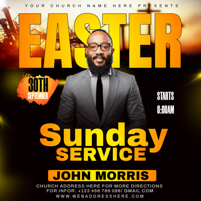 Easter Sunday service poster Template | PosterMyWall