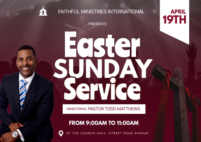 Plantilla de Easter Sunday Service Template | PosterMyWall