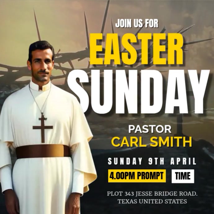 Plantilla de Easter Sunday Service Video Ads | PosterMyWall