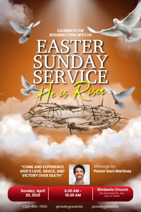 EASTER SUNDAY SERVICES Template | PosterMyWall