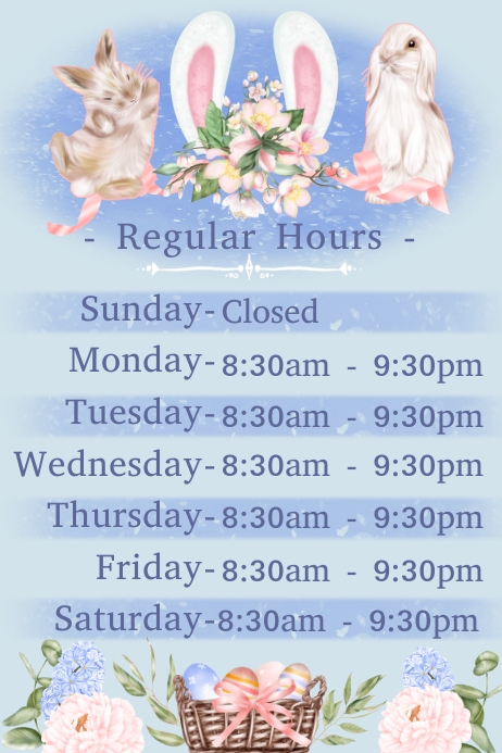 Copy of Easter Theme Store Hours Door Sign | PosterMyWall
